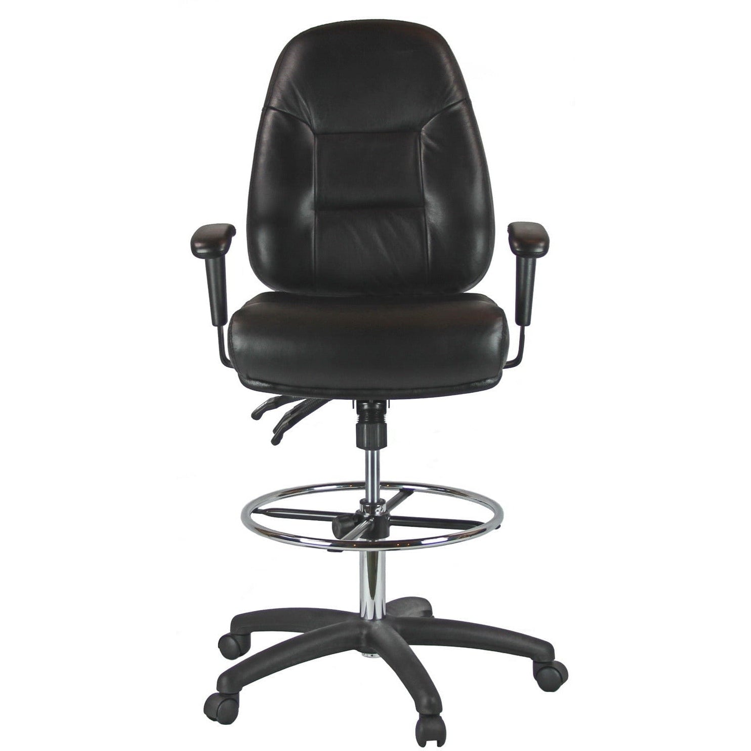 Harwick Premium Leather Drafting Chair with Arms — The Ergo Shoppe