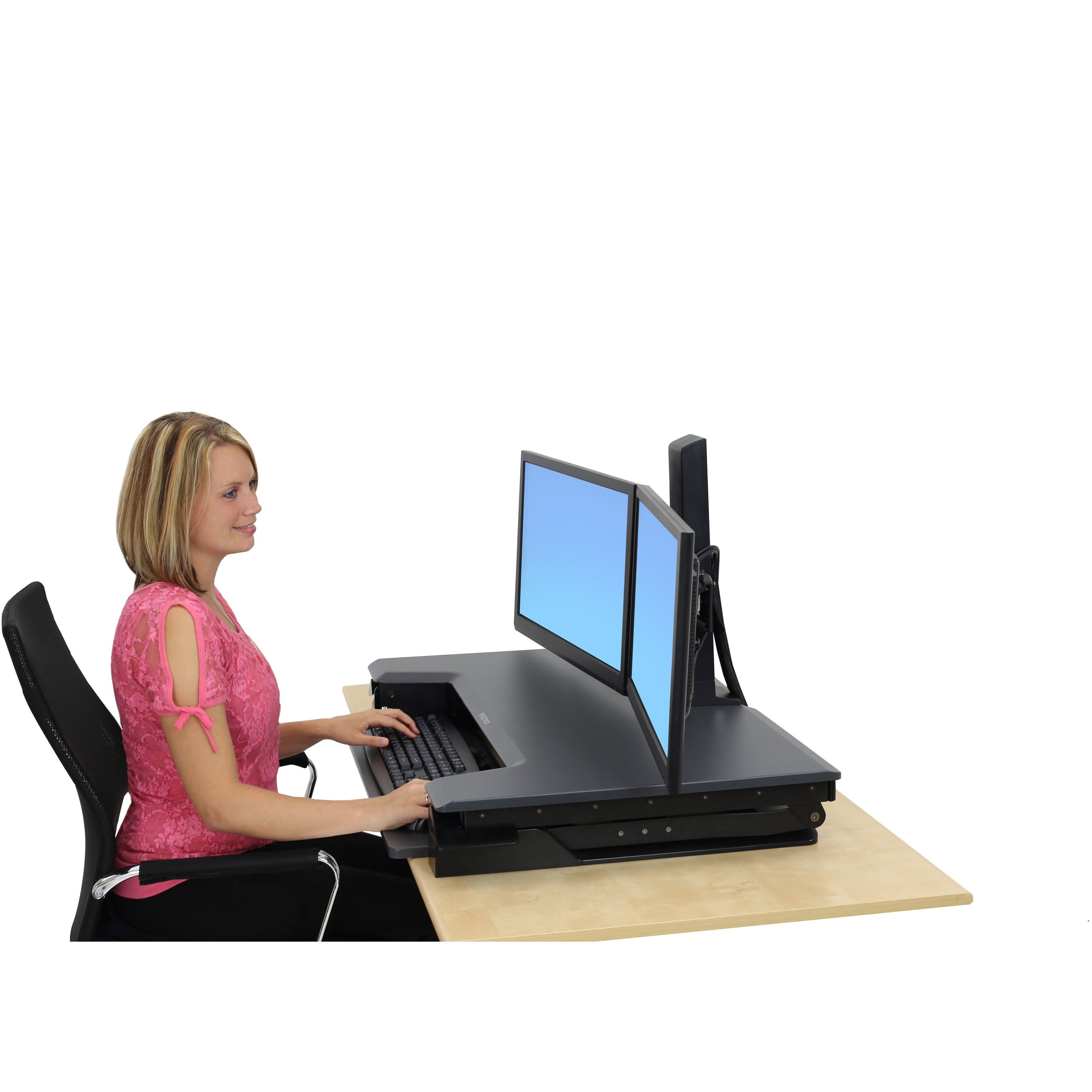 Ergotron WorkFit-T, Standing Desk Workstation (Black With Grey Surface ...